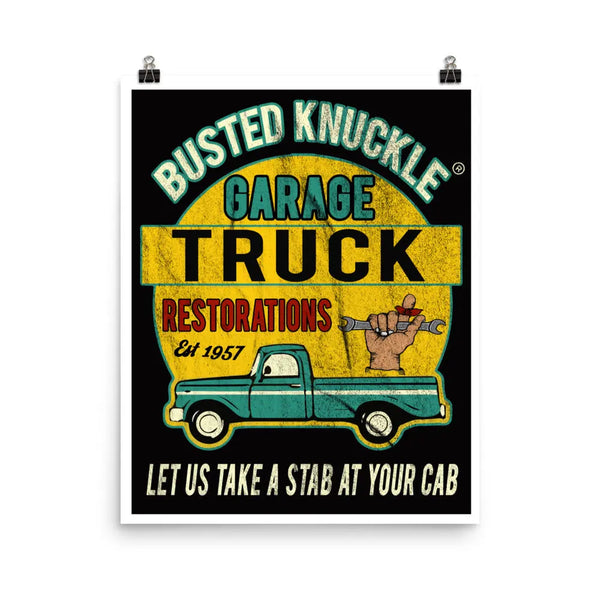 Busted Knuckle Garage Carguy Truck Restorations Wall Poster - Busted ...